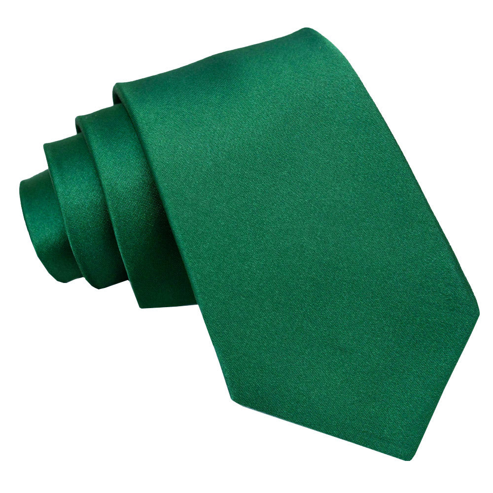 Plain Satin Classic Tie - Emerald Green | Well Dapper
